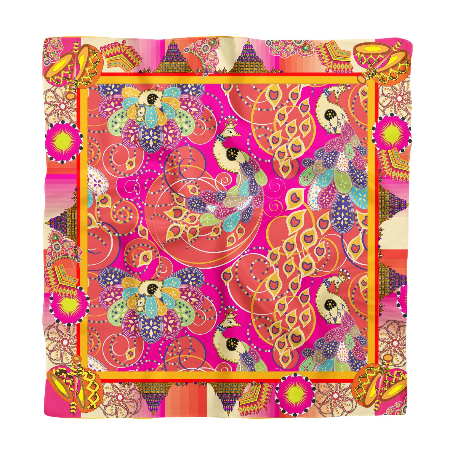 Summer Peacock Square Scarf – BollyDoll