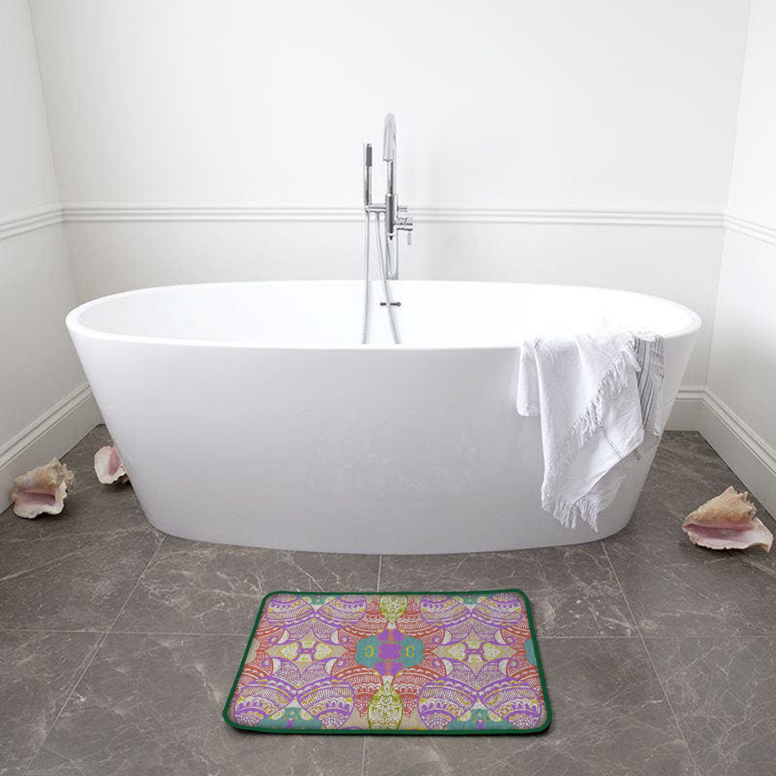 Purple Pastel Wire Henna Border Bath Mat – BollyDoll